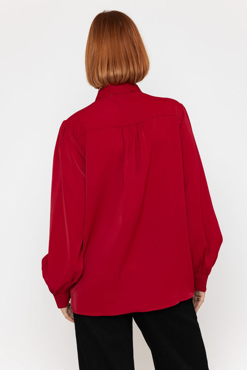 Red Long Sleeve Scarf Detail Blouse | Ladies Tops & Blouses – Carraig Donn
