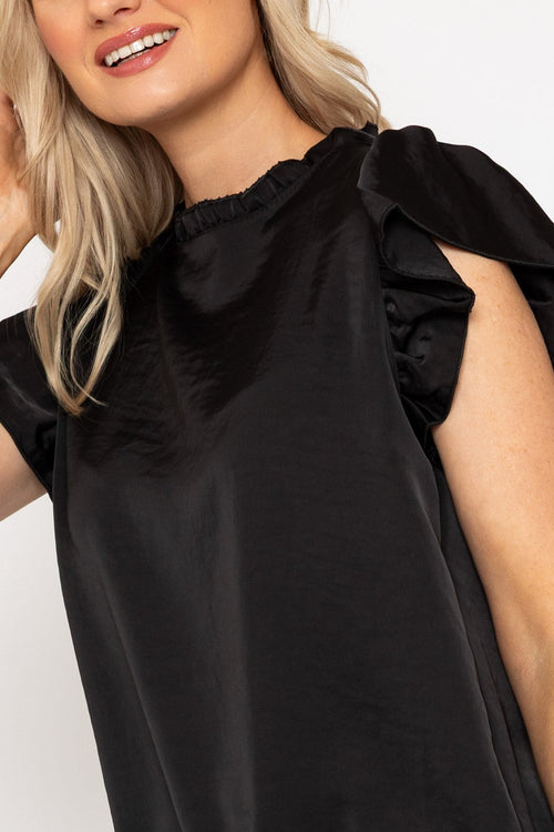 Black High Neck Sateen Top | Ladies Fashion | Carraig Donn
