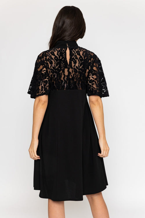 Black Lace Top Knee Length Dress | Ladies Fashion | Carraig Donn