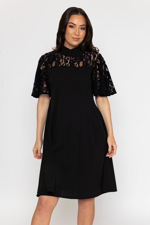 Black Lace Top Knee Length Dress | Ladies Fashion | Carraig Donn