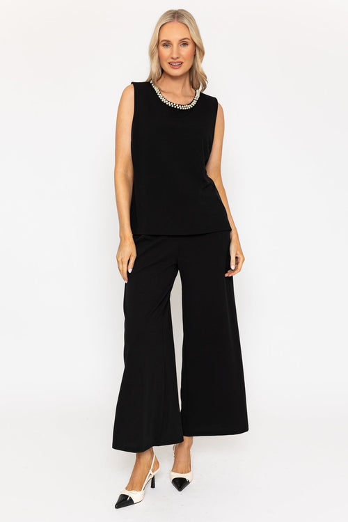 Black Pearl Neck Top | Ladies Fashion | Carraig Donn
