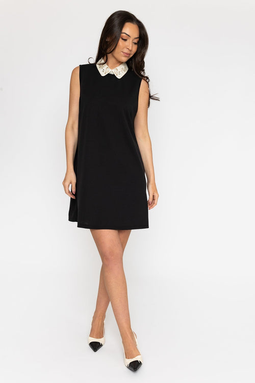 Black Peter Pan Collar Mini Dress | Ladies Fashion | Carraig Donn