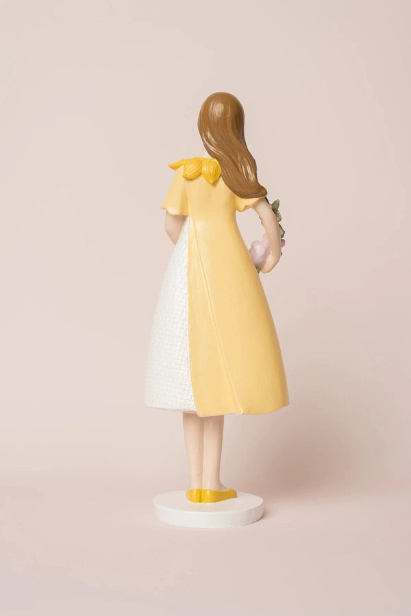 Decorative Girl in Yellow Dress Holding Flower Wreath – Carraig Donn