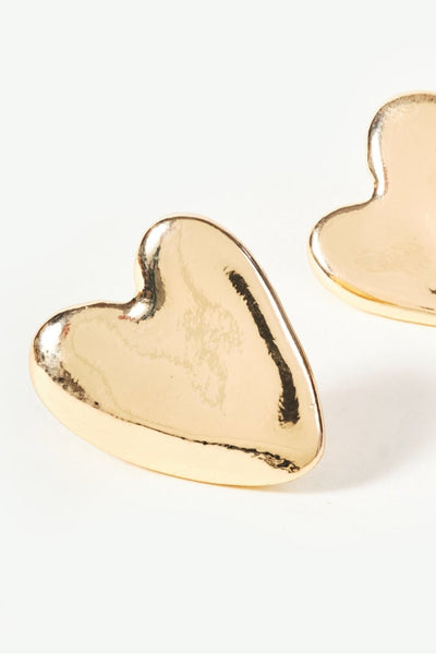 Gold Heart Stud Earrings | Gold Jewellery | Carraig Donn