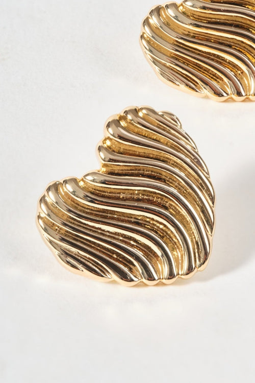 Gold Heart Stud Earrings | Ladies Earrings | Carraig Donn