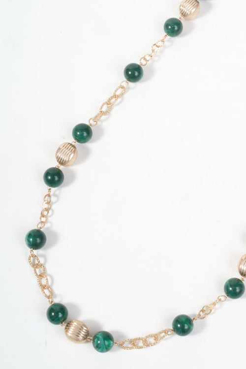Green Beaded Long Necklace | Gold Jewellery | Carraig Donn
