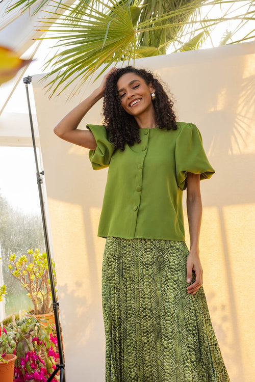 Green Tara Short Sleeve Blouse | Ladies Fashion | Carraig Donn