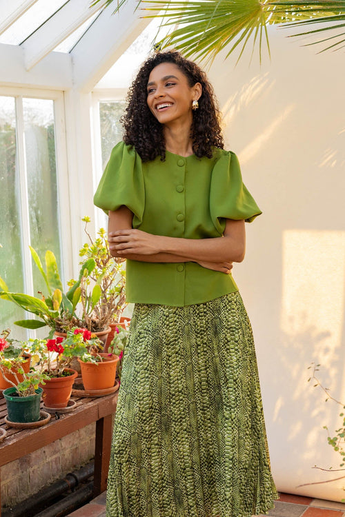 Green Tara Short Sleeve Blouse | Ladies Fashion | Carraig Donn