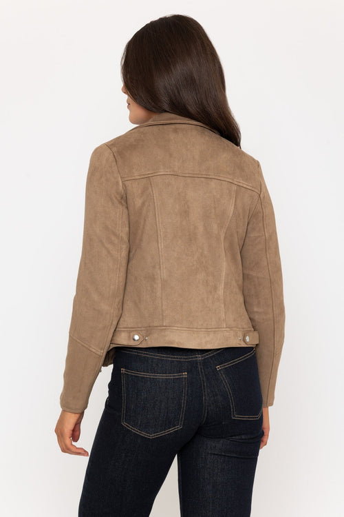 Mocha Suedette Biker Jacket | Ladies Jackets – Carraig Donn