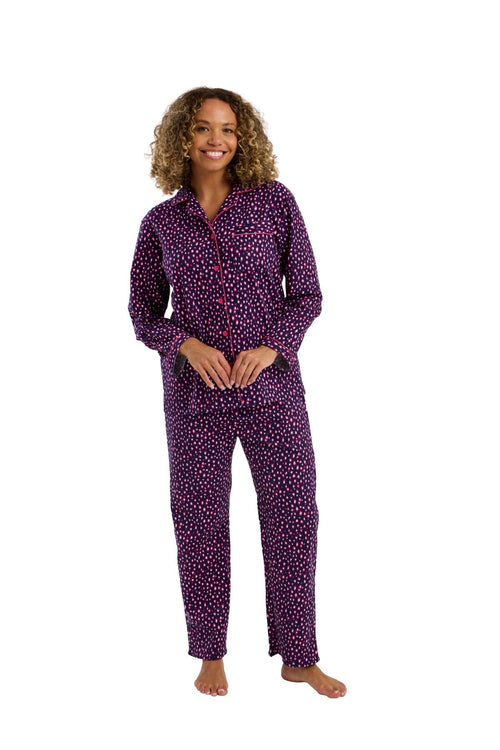 Navy Leopard Print Pyjamas | Ladies PJ Set | Carraig Donn