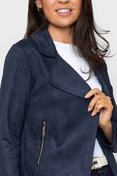 Navy Suede Cover Up Jacket | Ladies Fashion | Carraig Donn