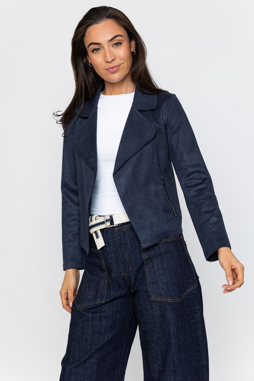 Navy Suede Cover Up Jacket | Ladies Fashion | Carraig Donn