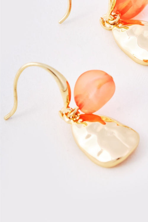 Orange & Gold Drop Earrings | Ladies Jewellery | Carraig Donn