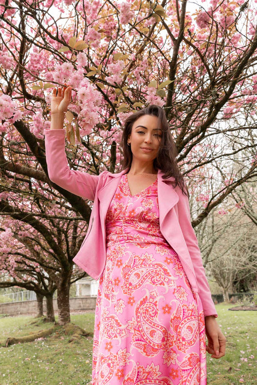 Pink Suede Cover Up Jacket | Ladies Fashion | Carraig Donn