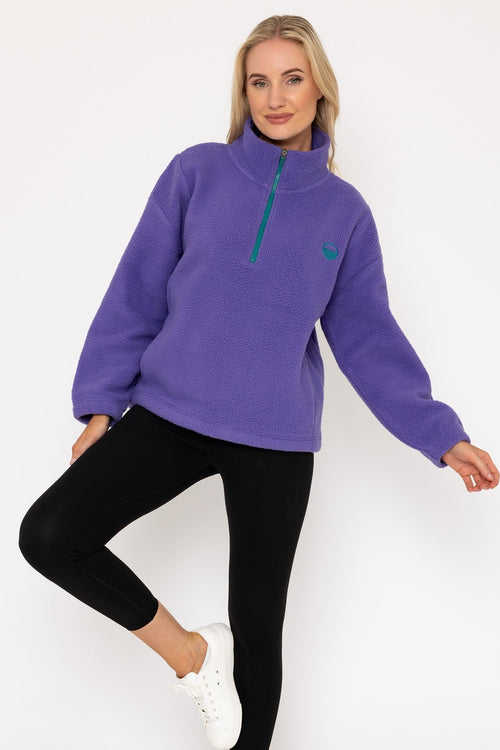 Purple Teddy Fleece With Contrast Zip | Ladies Fashion | Carraig Donn