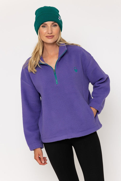 Purple Teddy Fleece With Contrast Zip | Ladies Fashion | Carraig Donn