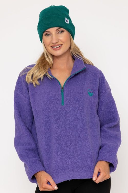 Purple Teddy Fleece With Contrast Zip | Ladies Fashion | Carraig Donn