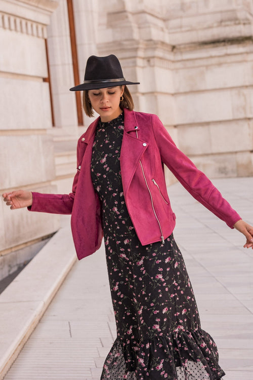 Raspberry Suedette Biker Jacket | Ladies Jackets – Carraig Donn