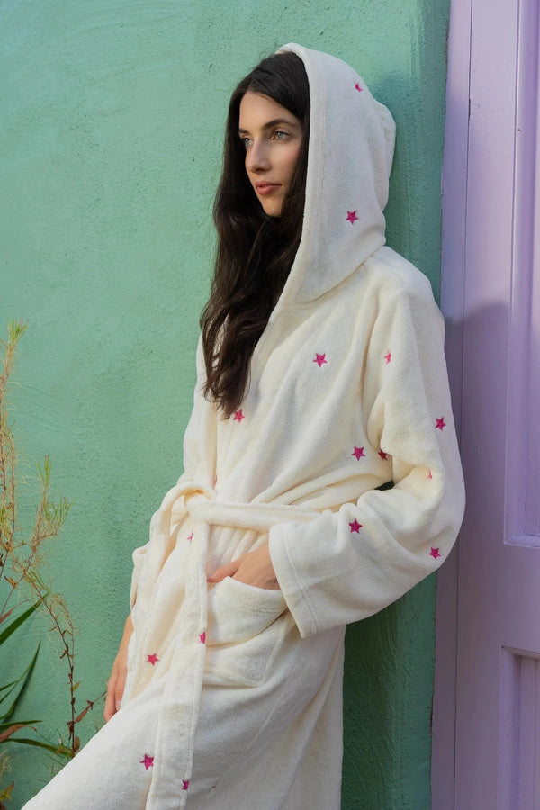 White Cosy Star Robe | Dressing Gown | Carraig Donn