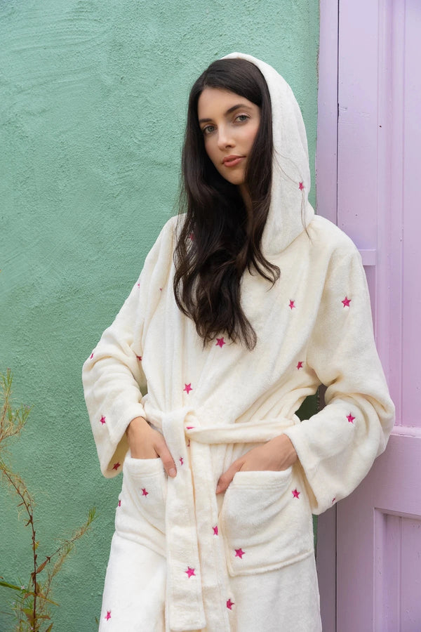 White Cosy Star Robe | Dressing Gown | Carraig Donn